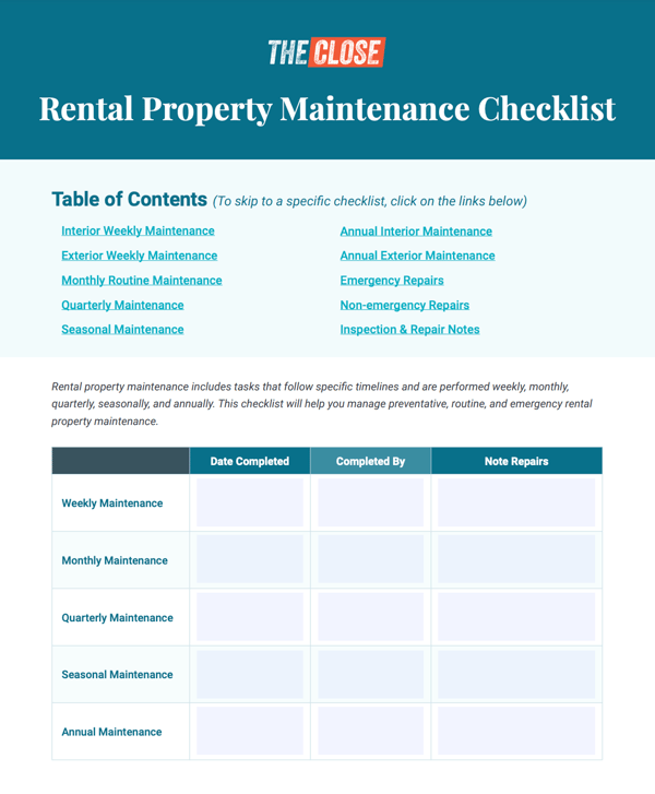 Rental Property Maintenance Checklist for Landlords